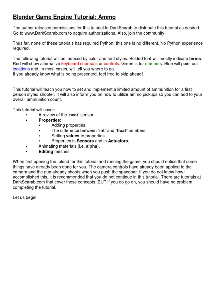 Blender Game Engine Tutorial | PDF | Numbers | Integer