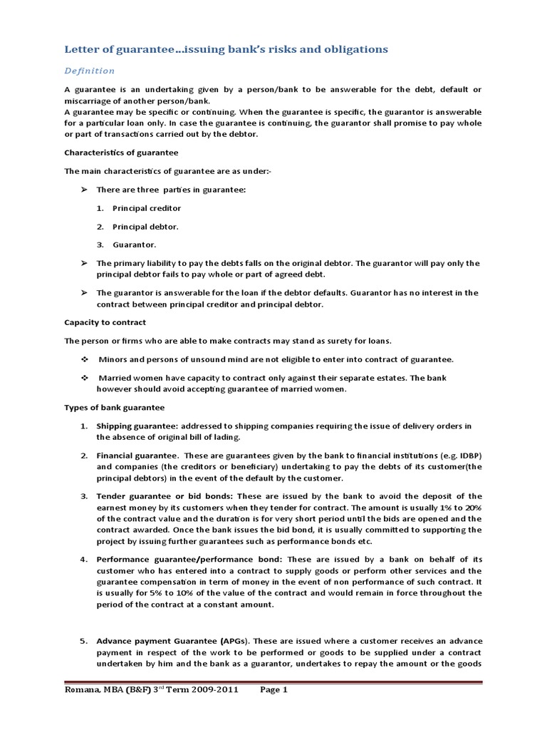 Letter of Guarantee | PDF | Business