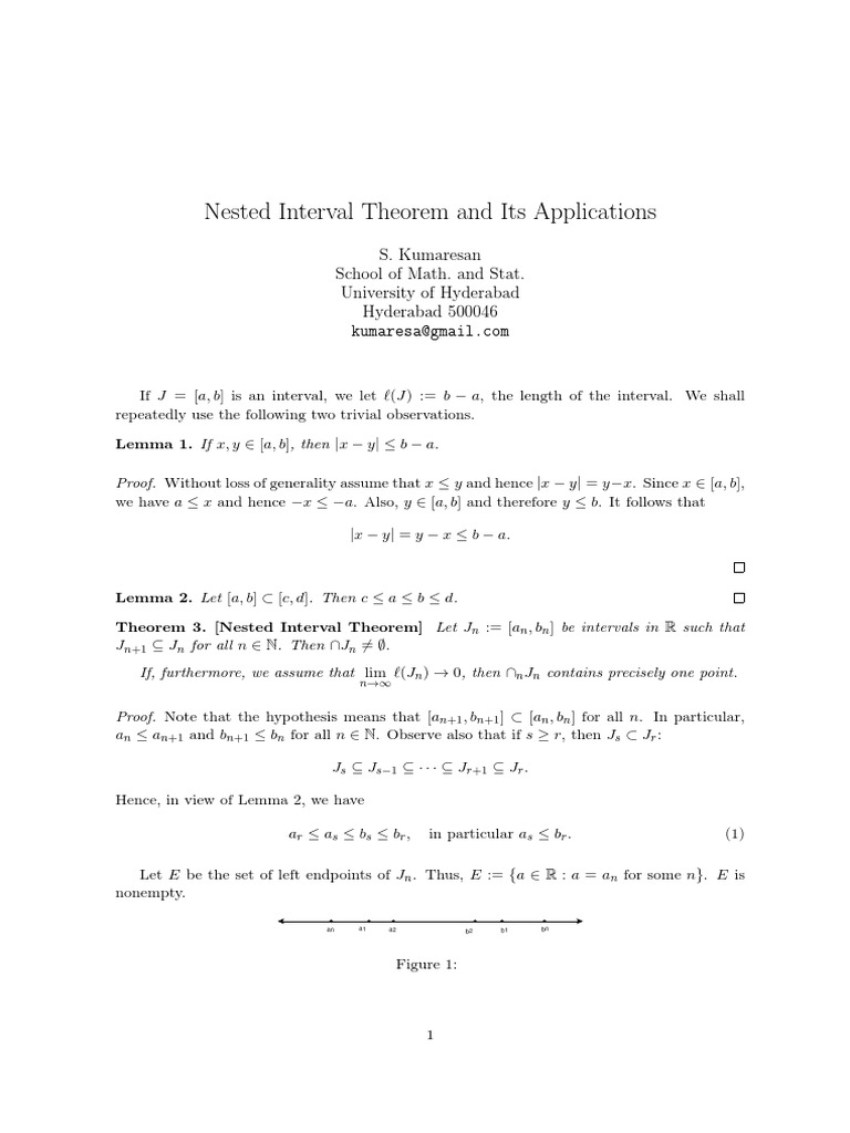 Nested Interval Theorem and Its Applications | PDF | Real Number | Interval (Mathematics)