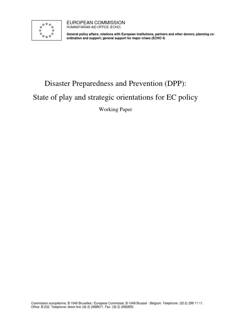 Disaster Preparedness and Prevention (DPP) : State of Play and ...