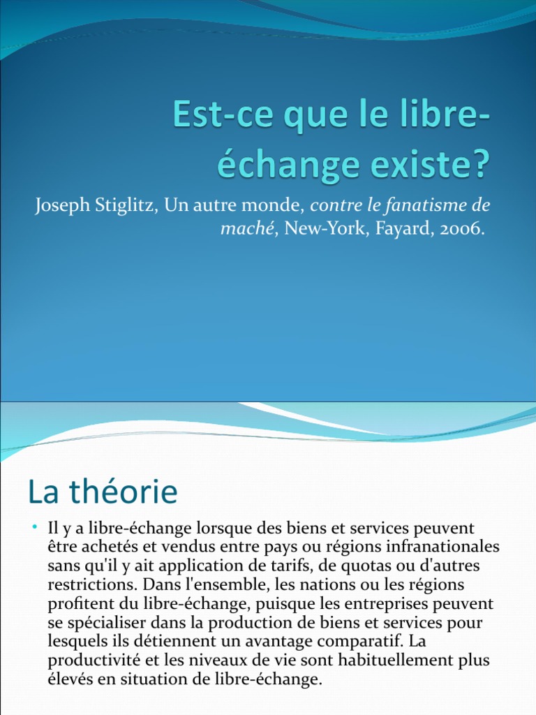 Le Libre Echange | PDF | Libre-échange | Tarif