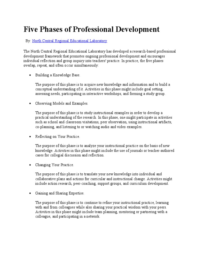 Five Phases of Professional Development: North Central Regional ...