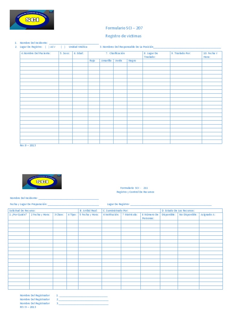 Formatos Sci 201 - 207 - 211. | PDF