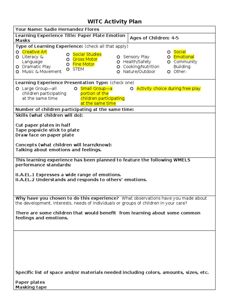 Social Language Activity Plan | PDF | Experience | Learning