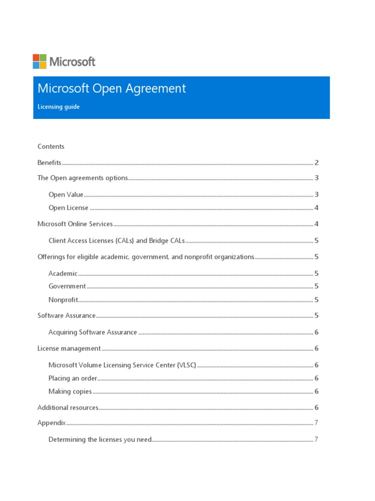 Microsoft Open Agreement: Licensing Guide | PDF | Microsoft Office ...