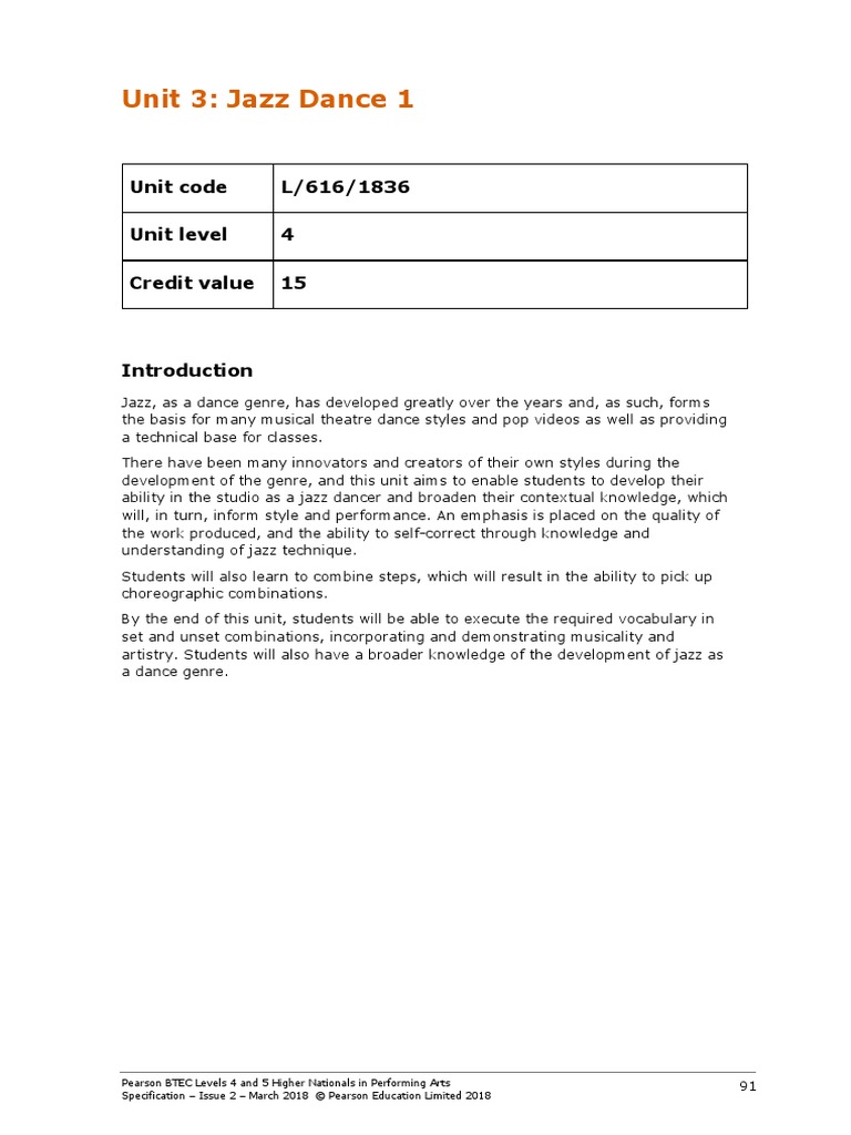 Unit 3 Jazz Dance 1 | PDF | Jazz | Dances