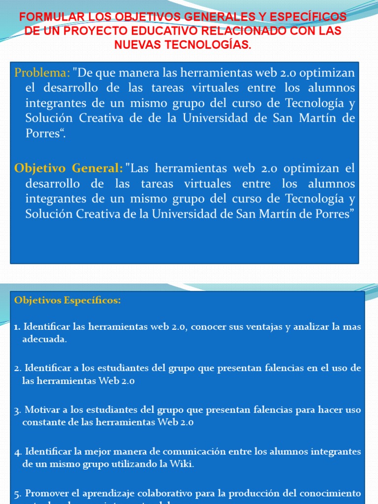 Tarea N.3 Redacción de Objetivos de Un Proyecto | PDF | web 2.0 | Wiki