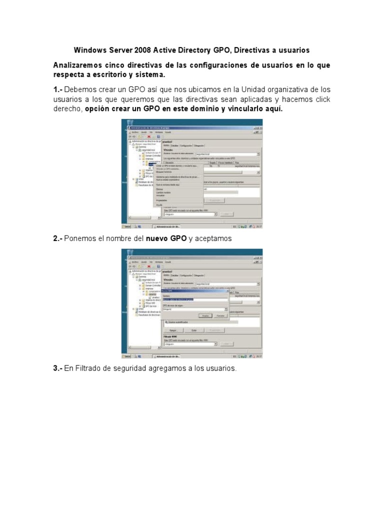 Windows Server 2008 Active Directory GPO | Descargar gratis PDF ...