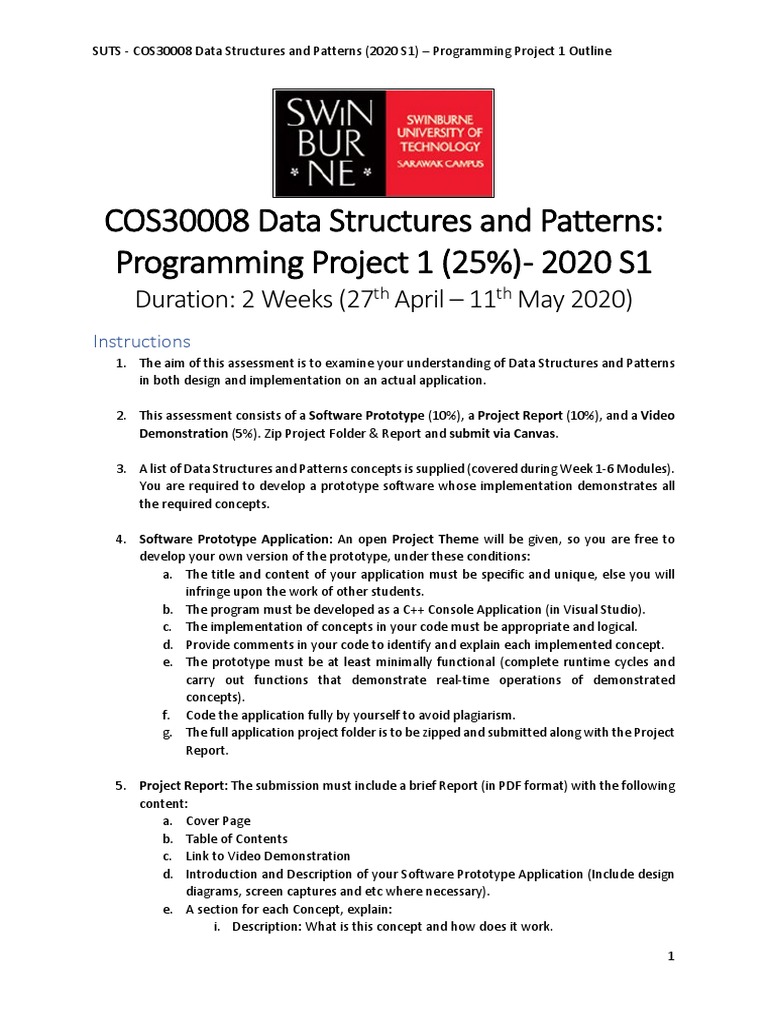 COS30008 Programming Project Overview | PDF | Prototype | Computer ...