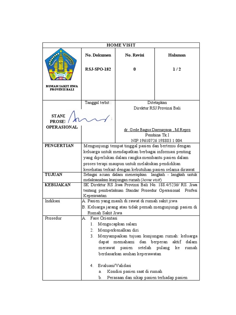 Sop Home Visit | PDF