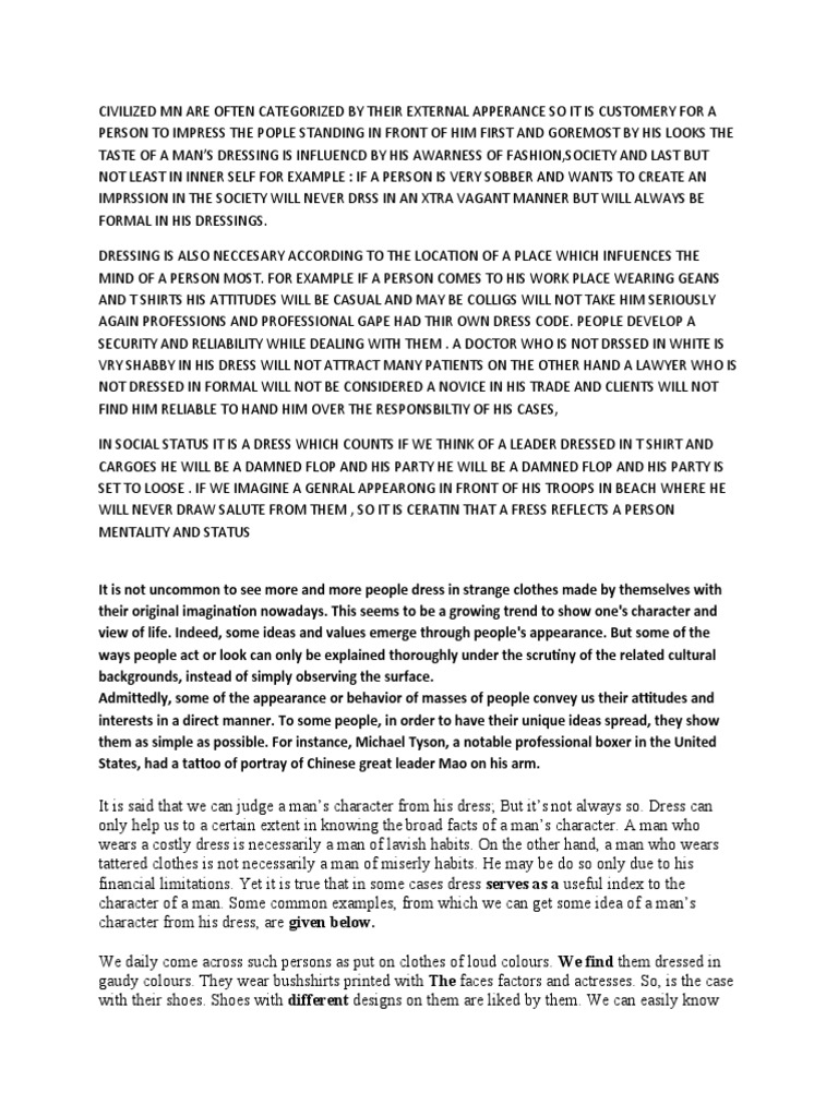 Essay | PDF | Clothing