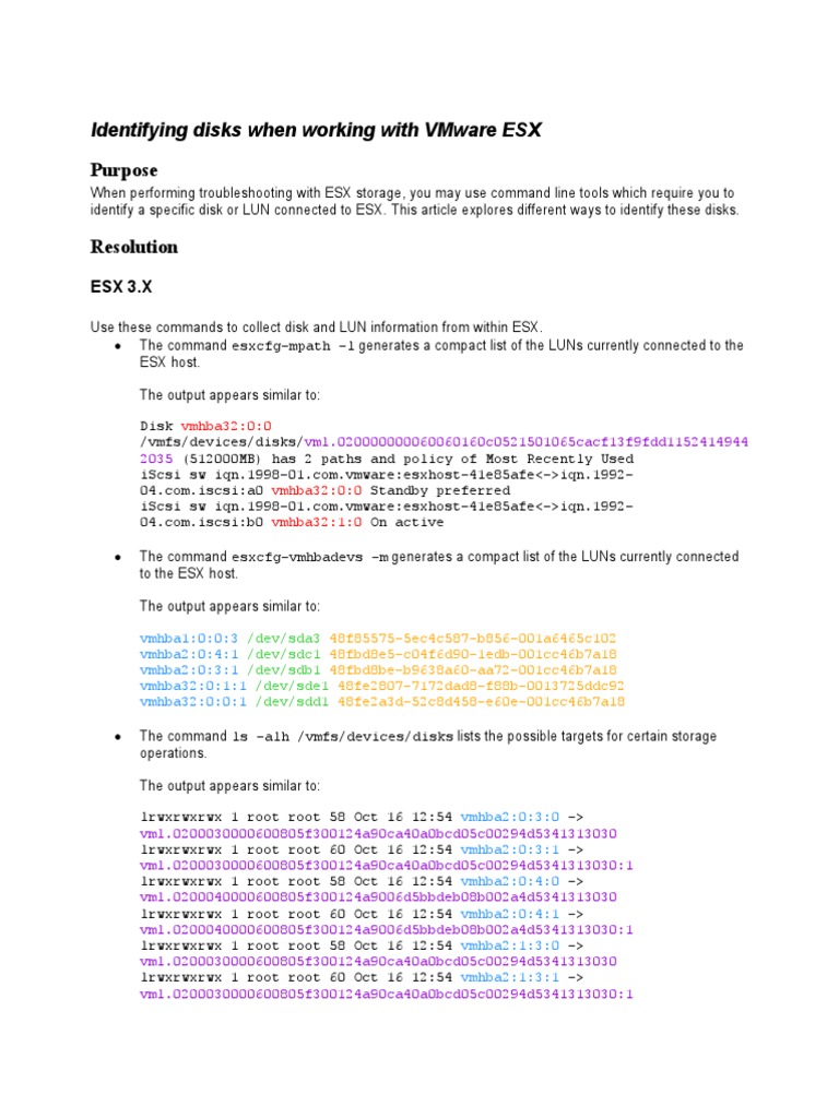 Identifying LUNs in VMware ESX | PDF | Computer Data | Operating System ...