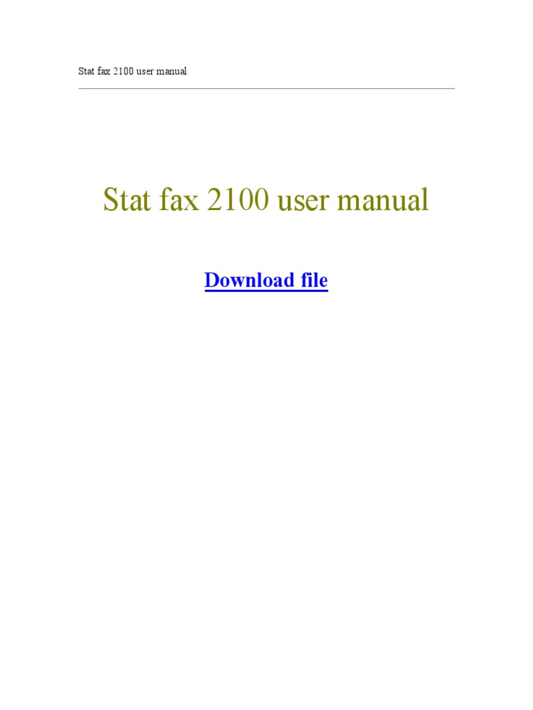 Stat Fax 2100 User Manual | PDF