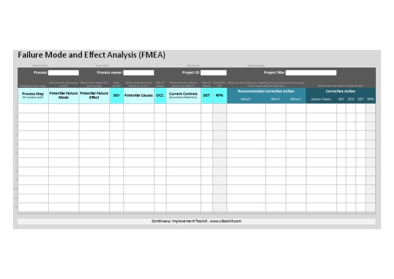 Failure Mode and Effect Analysis (FMEA) : Process: Process Owner ...