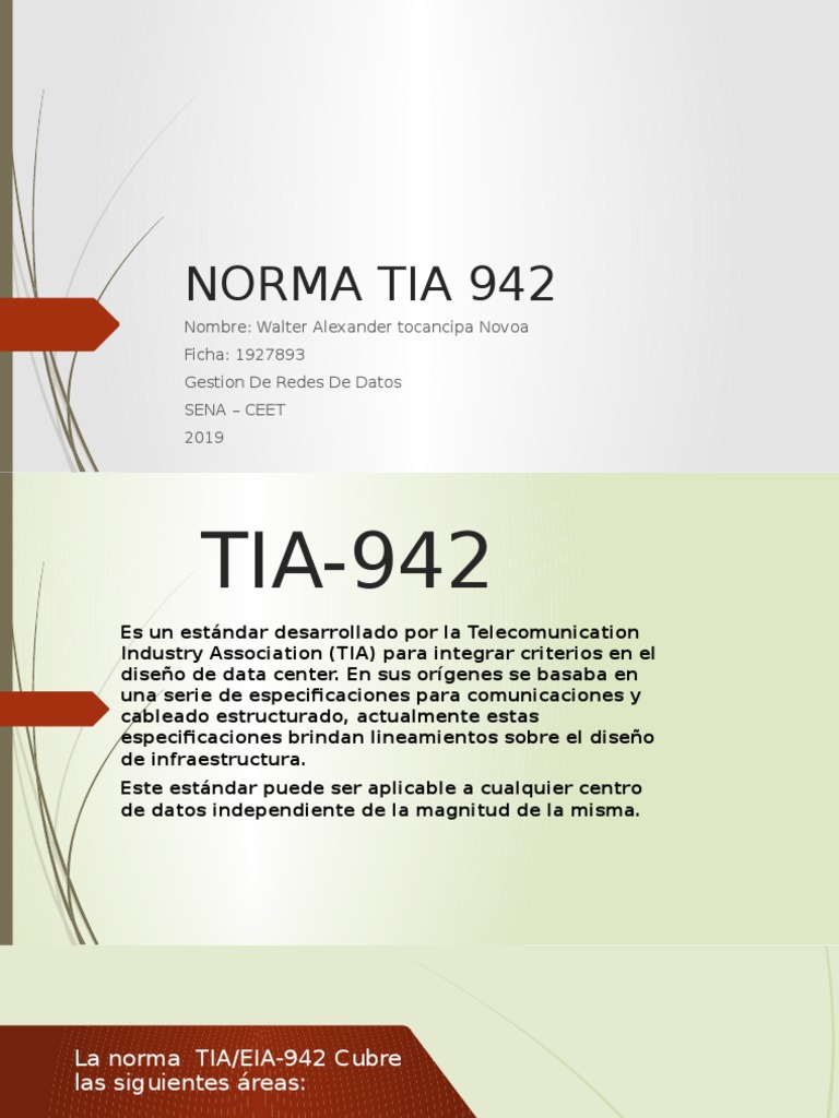 Norma Tia 942 | PDF | Tecnología de información y comunicaciones | Ingenieria Eléctrica