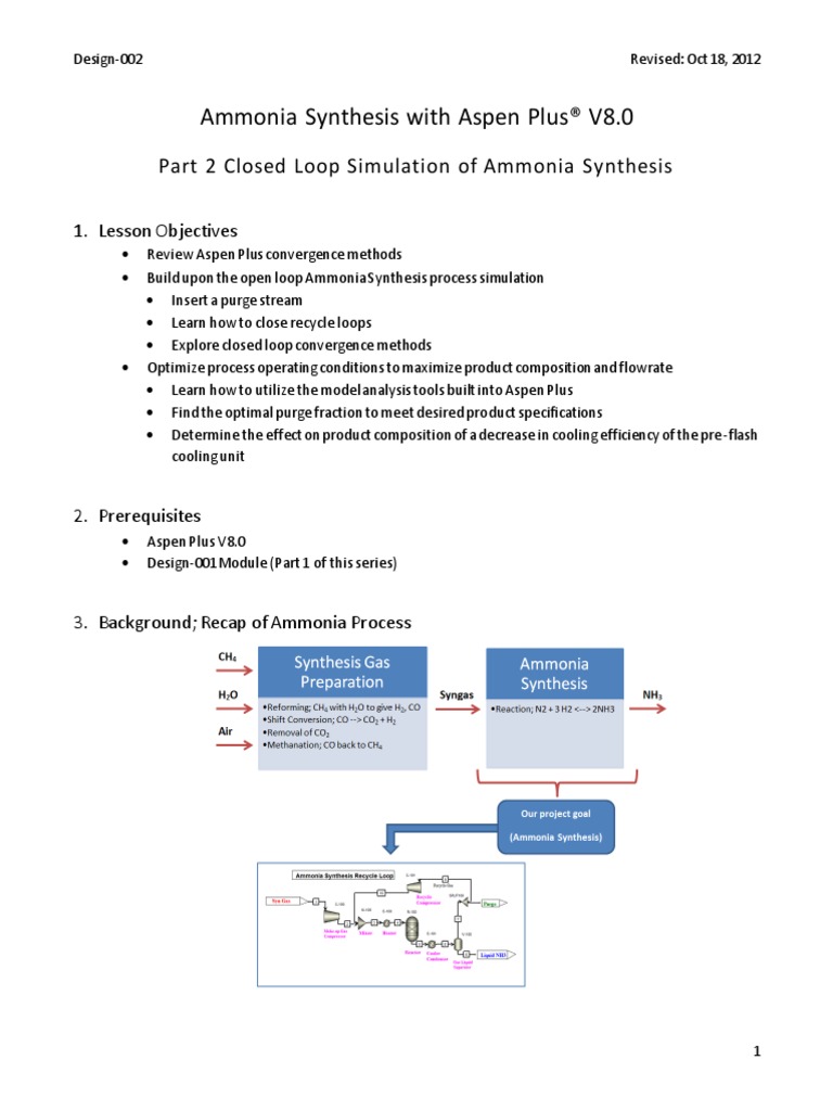 Ammonia Synthesis With Aspen Plus® V8.0 | Download Free PDF | Mathematical Optimization ...