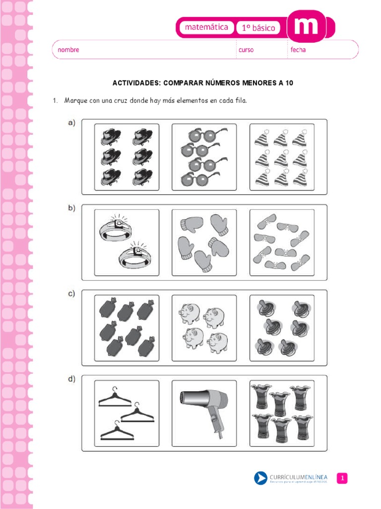 Comparacion D e Numeros Del 1 Al 10 | PDF
