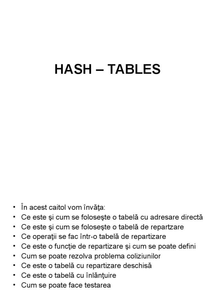 Hash Tables Pdf 