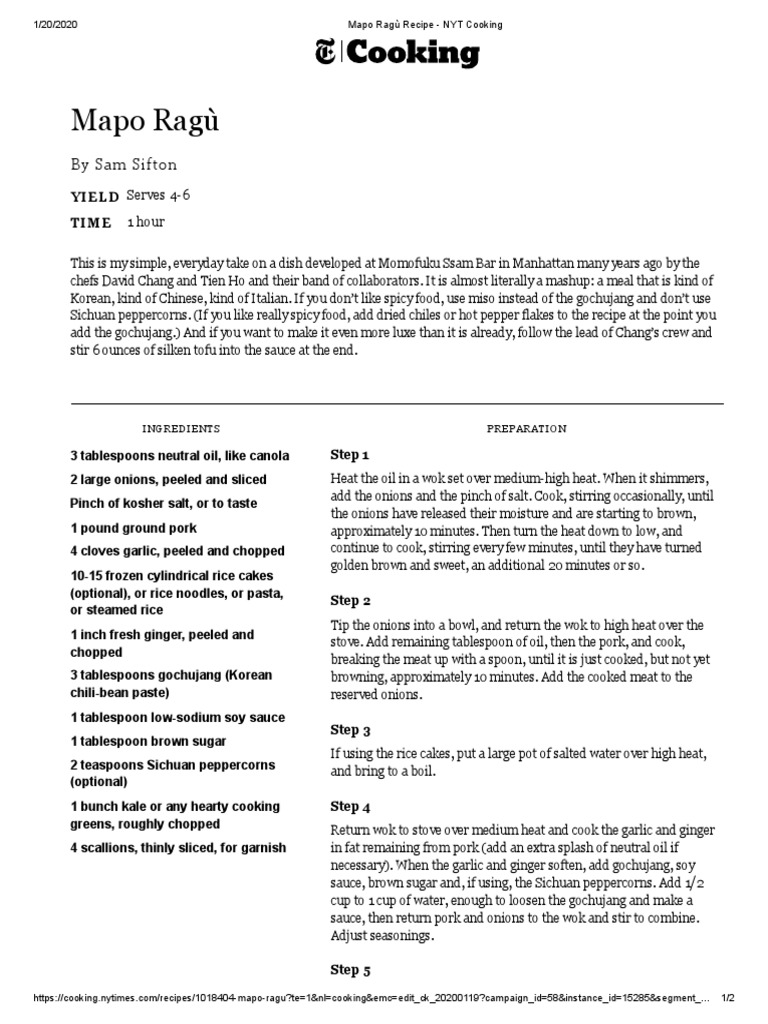 Mapo Ragù Recipe - NYT Cooking | PDF | Chinese Cuisine | East Asian Cuisine
