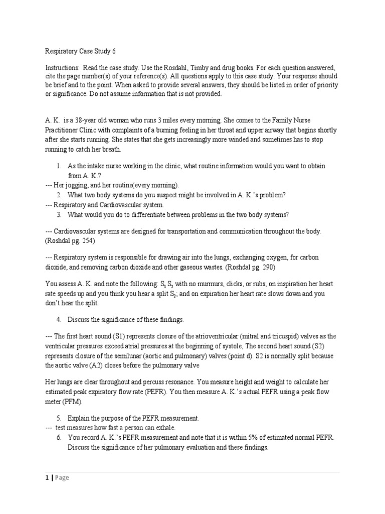 Respiratory Case Study 6 PDF | Download Free PDF | Heart Valve | Heart
