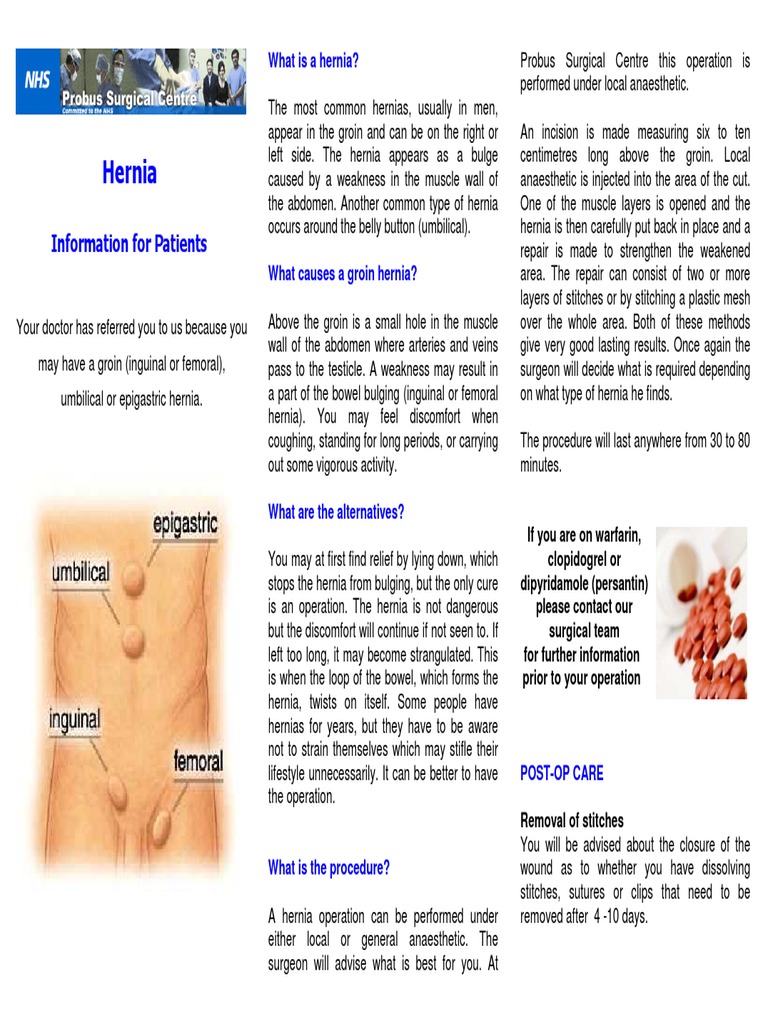 Hernia: Information For Patients | PDF | Medicine | Clinical Medicine