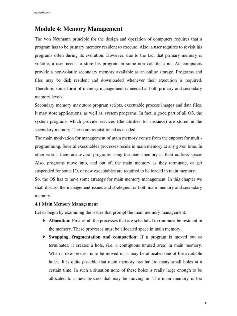 Module 4: Memory Management | PDF | Computer Data Storage | Cache ...