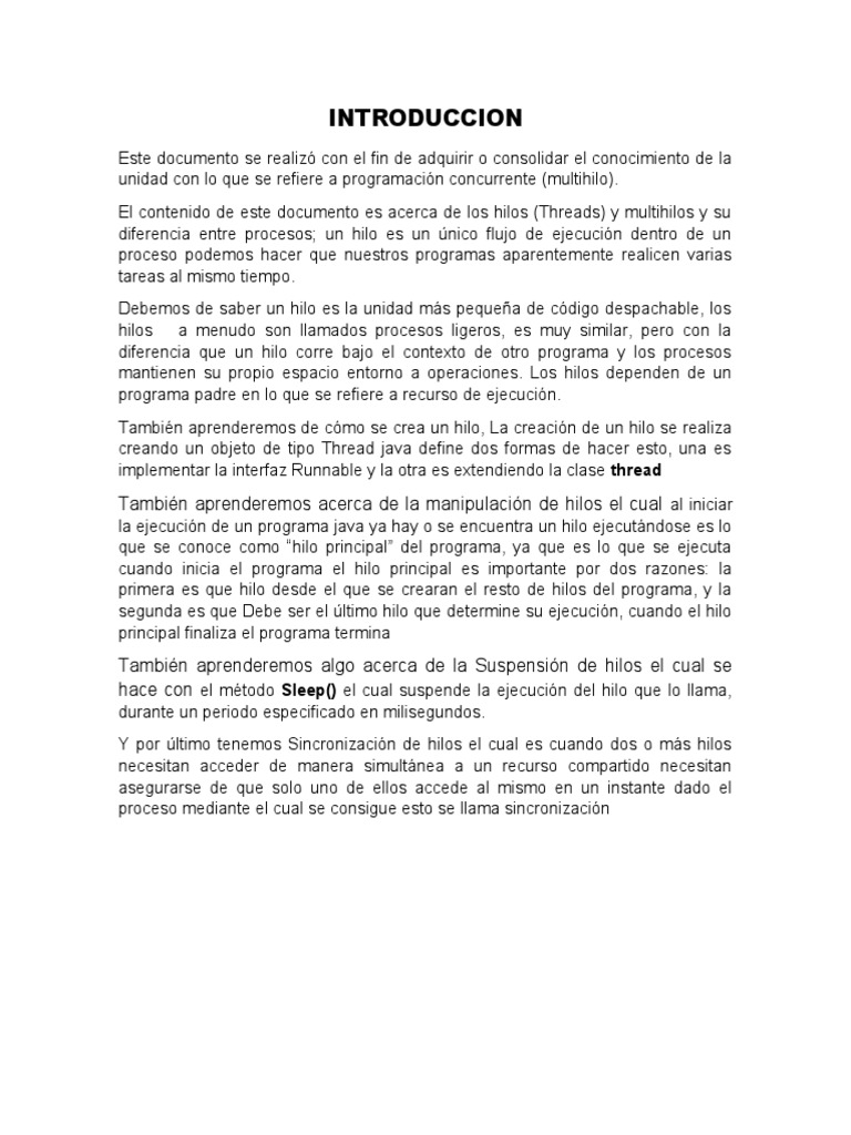 Guía de Programación Multihilo Java | PDF | Hilo (Computación) | Java (lenguaje de programación)