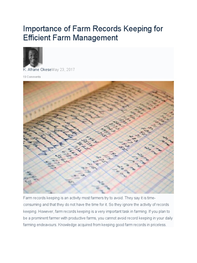 Importance of Farm Records Keeping For Efficient Farm Management | PDF ...