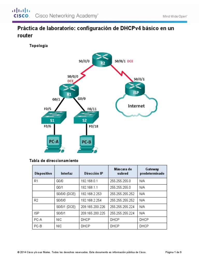 10.1.2.4 Lab - Configuring Basic DHCPv4 On A Router | PDF | Dirección IP | Enrutador (Computación)