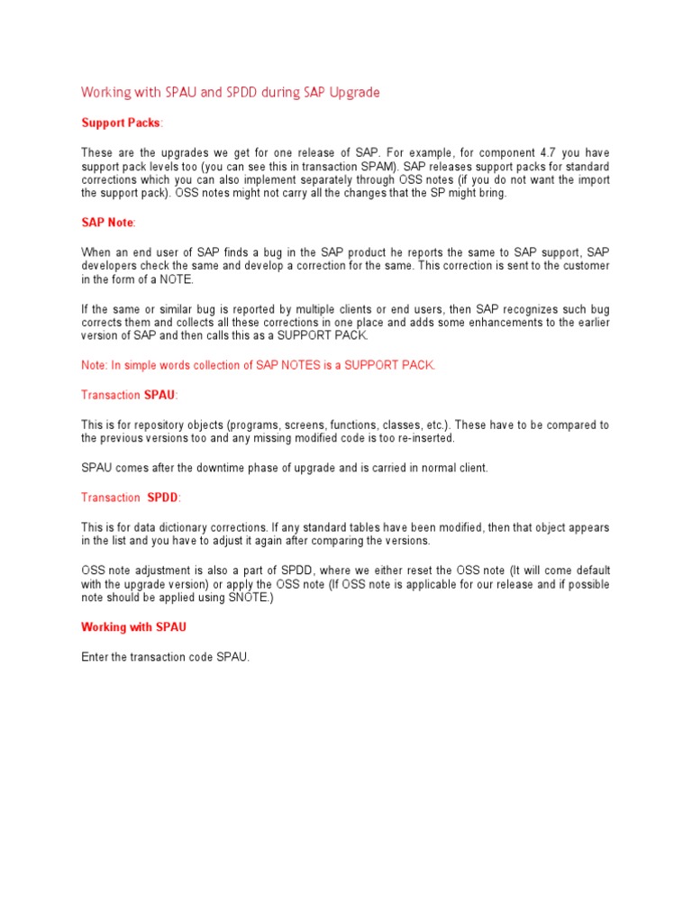 SAP Upgrade SPAU & SPDD | PDF