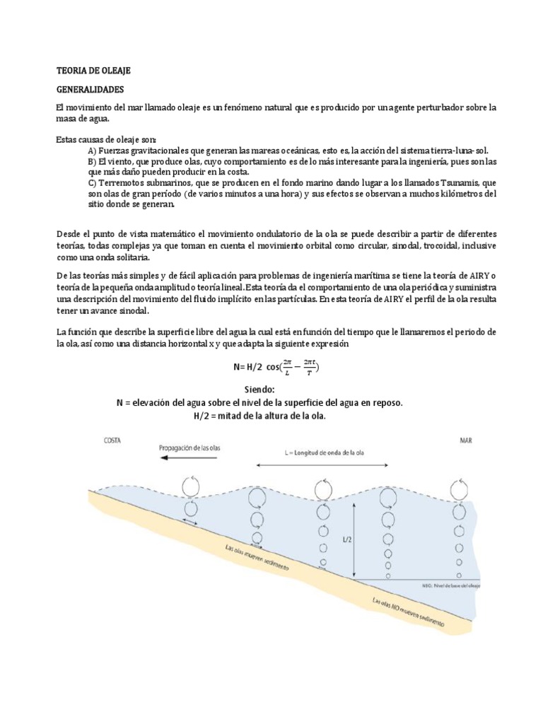 Teoría del Oleaje: Airy y No Lineales | PDF | Olas | Mecanica clasica