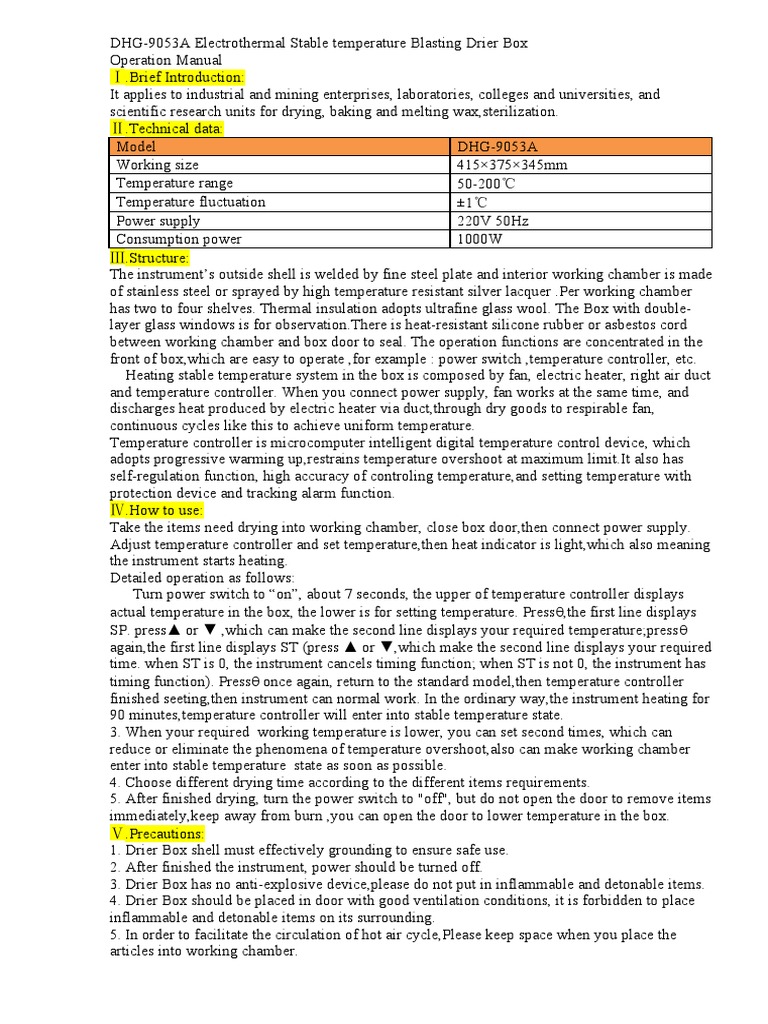 DHG | PDF | Electric Heating | Temperature