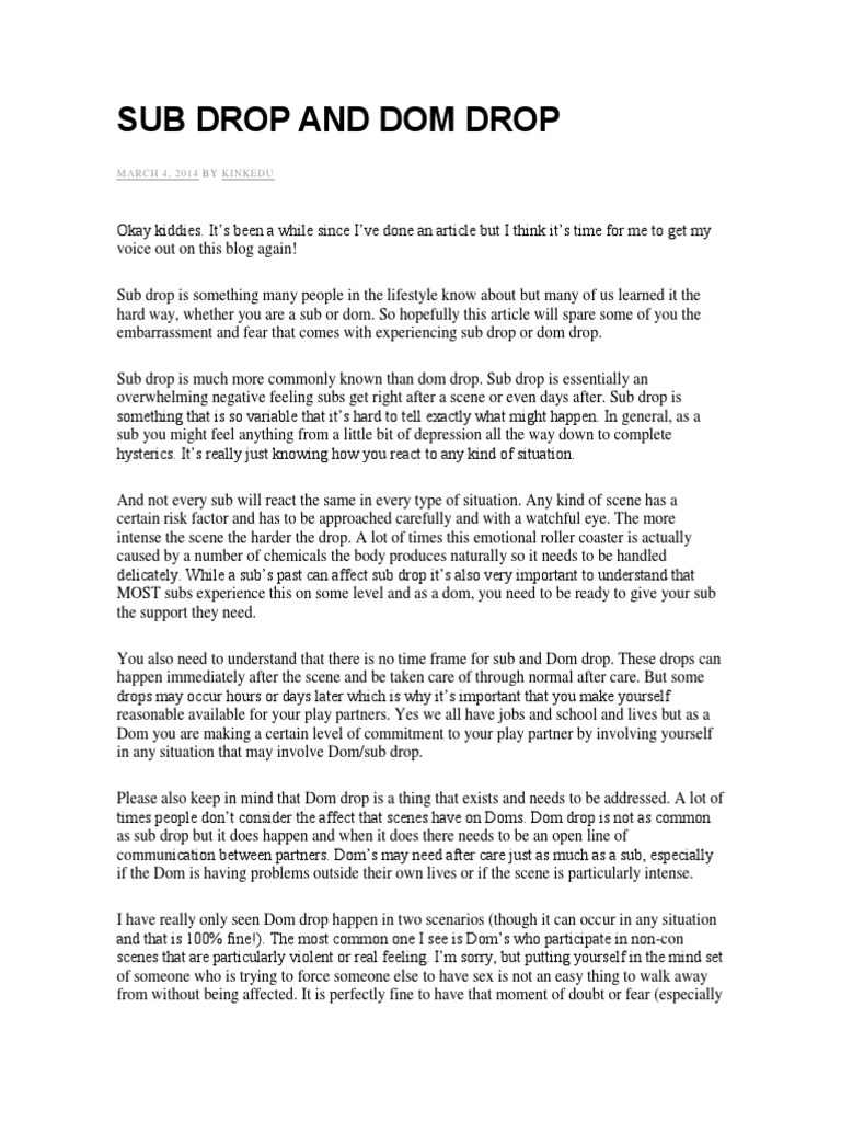 Sub Drop and Dom Drop: MARCH 4, 2014 Kinkedu | PDF | Feeling ...