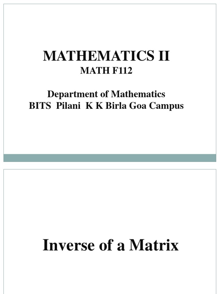 Inverse of A Matrix | PDF | Matrix (Mathematics) | Mathematical Concepts