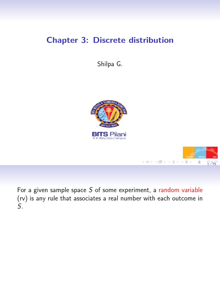 Chapter3-Discrete Distribution | PDF | Probability Distribution | Random Variable