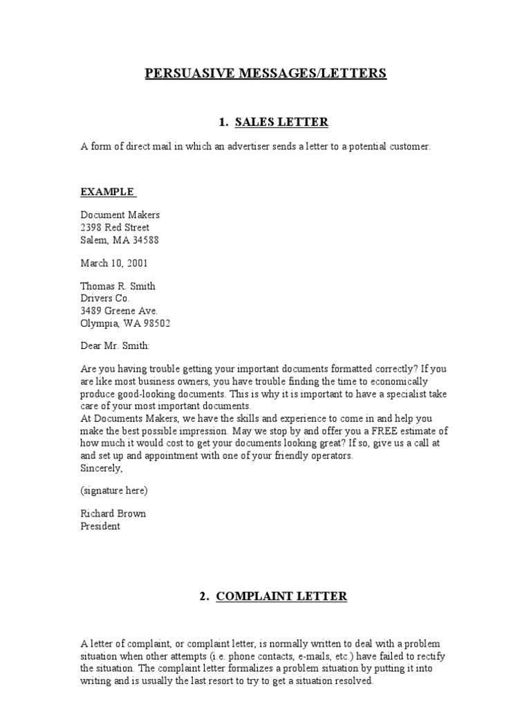 Example of Sales Persuasive Letter | PDF | Employment | Sales