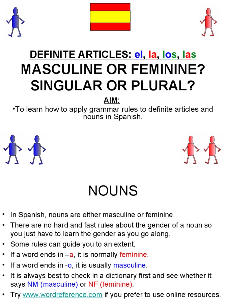 Masculine or Feminine? Singular or Plural?: Definite Articles | PDF ...