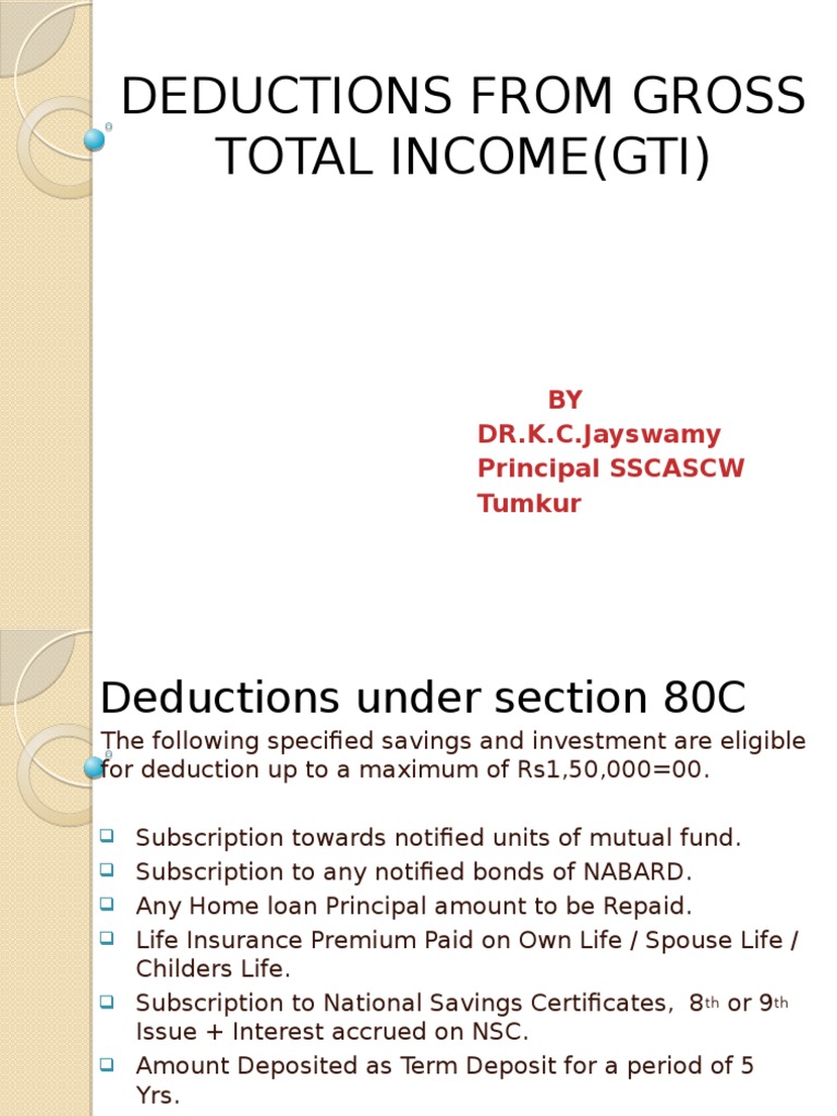 Deductions From Gross Total Income (Gti) | PDF | Tax Deduction | Loans