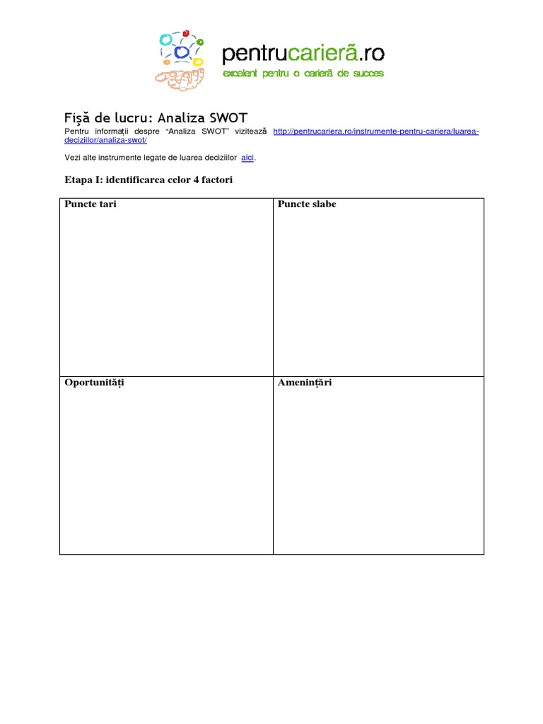 Fisa de Lucru Analiza SWOT | PDF