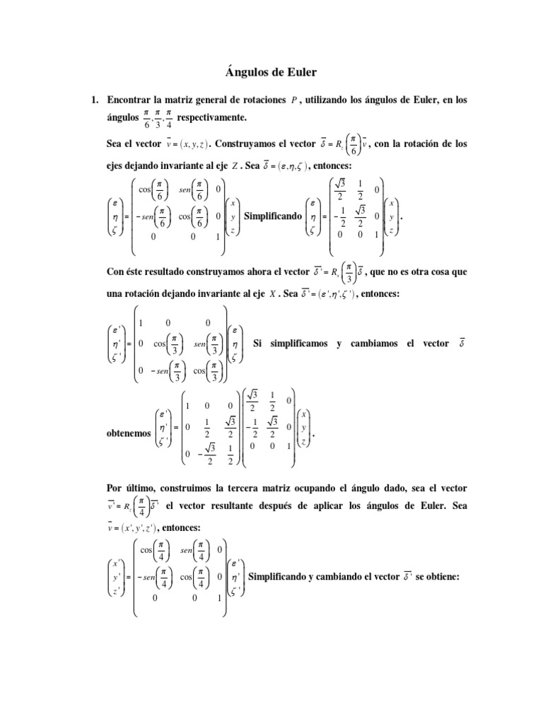 Ángulos de Euler | PDF | Rotación | Espacio