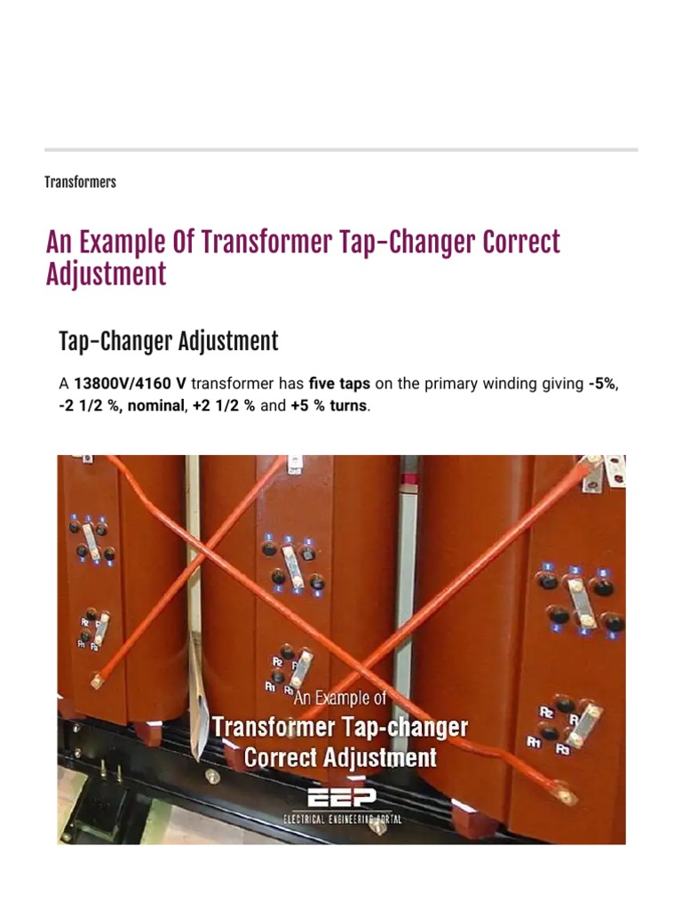 Determining the Proper Transformer Tap Setting to Maintain Nominal ...