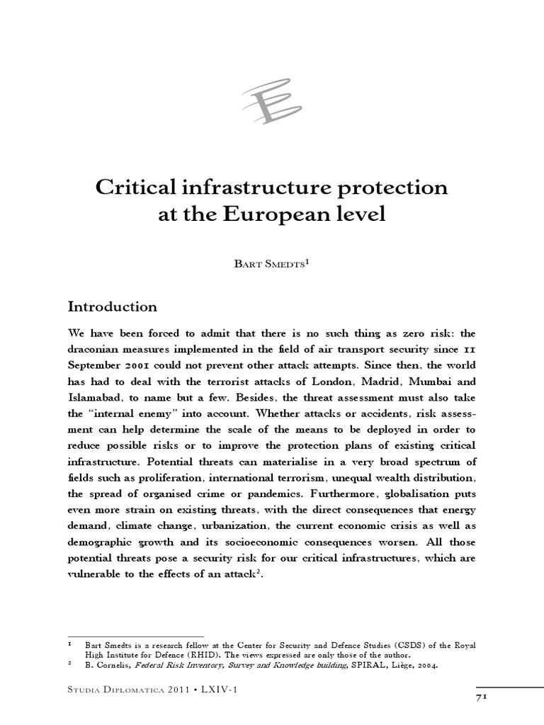 Critical Infrastructure Protection | PDF | European Union | Risk
