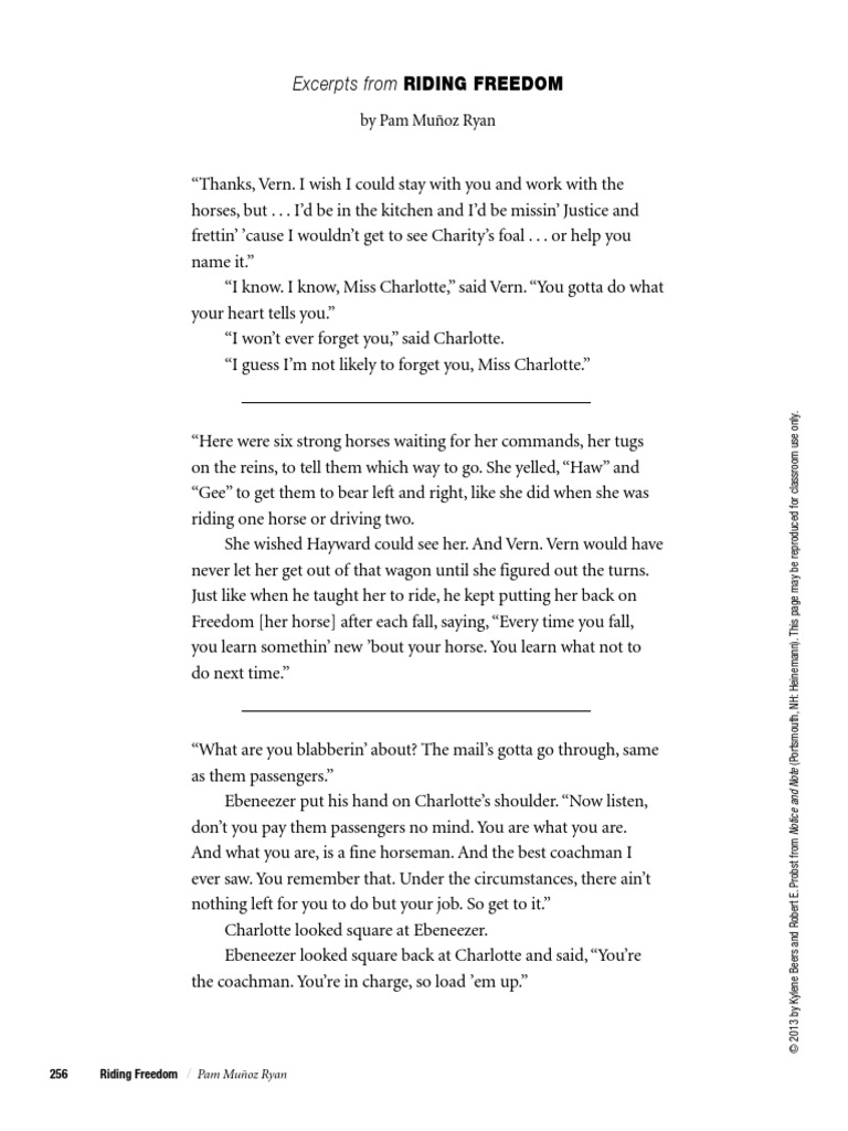 Riding Freedom by Pam Munoz Ryan | PDF | Horses | Equus