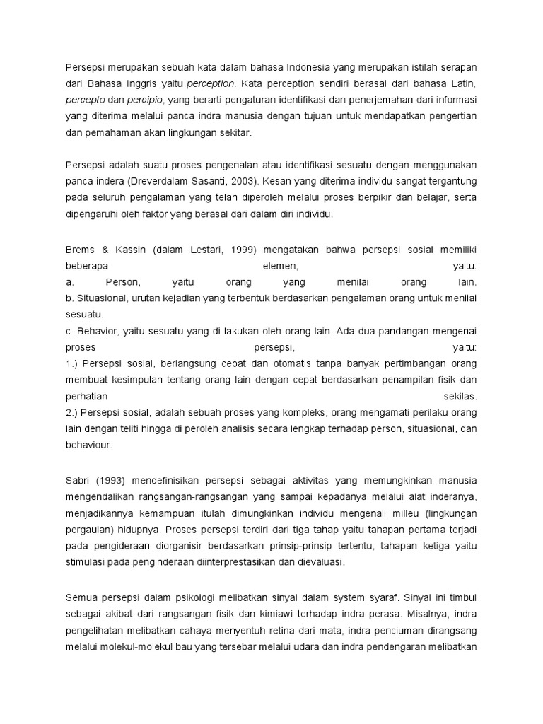 Pengertian Persepsi | PDF