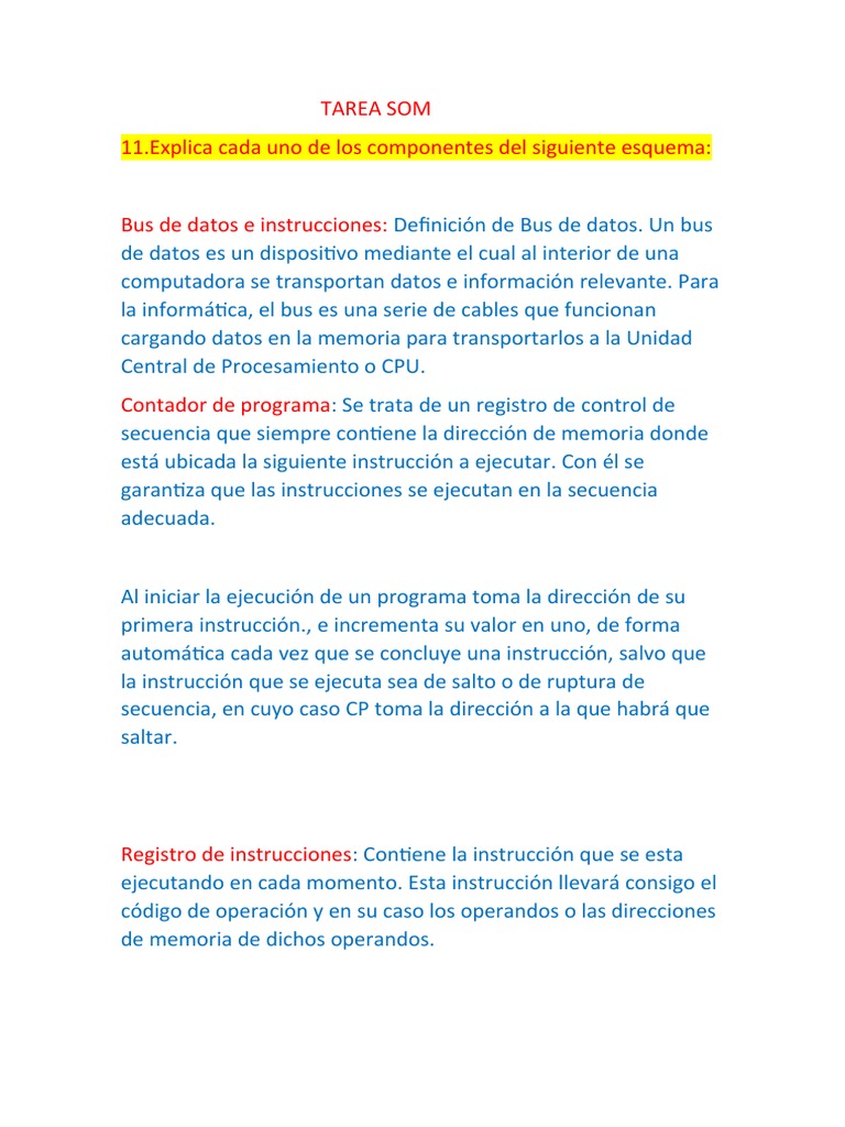 Tarea Som | PDF | Almacenamiento de datos de la computadora | Unidad Central de procesamiento