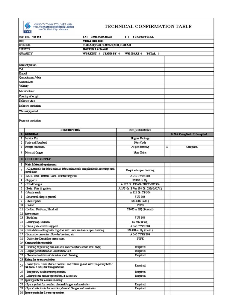 Appendix 3.2 - Technical Confirmation Table | PDF | Pipe (Fluid ...