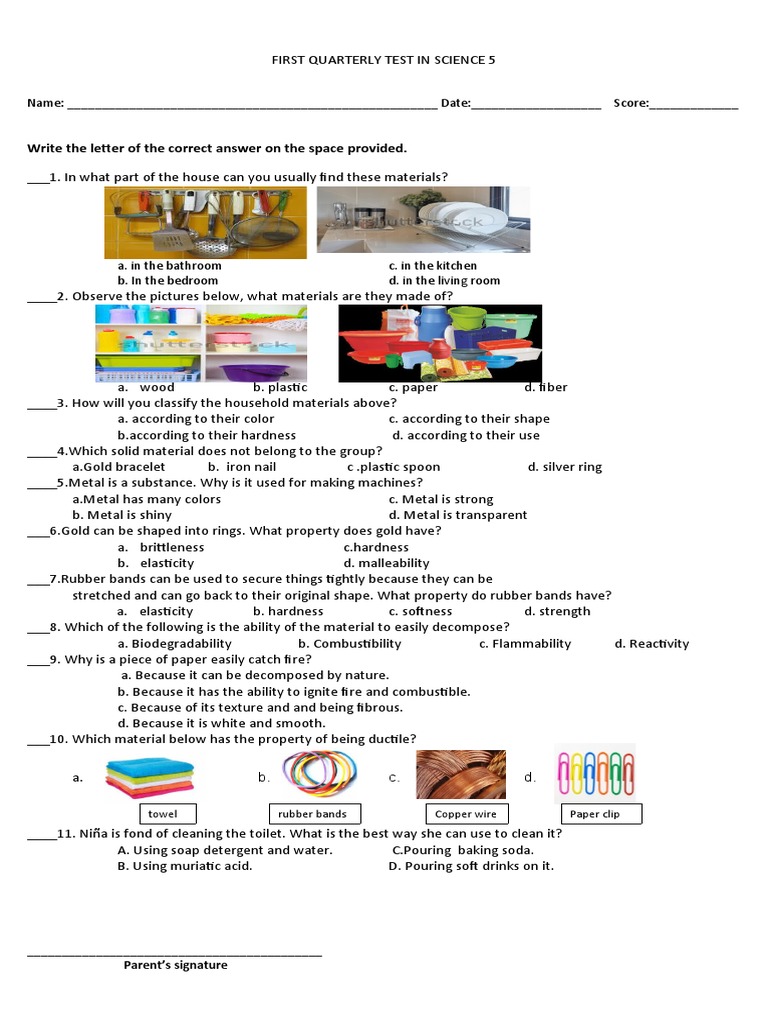 Science 5: Waste and Material Properties Test | PDF | Recycling | Waste