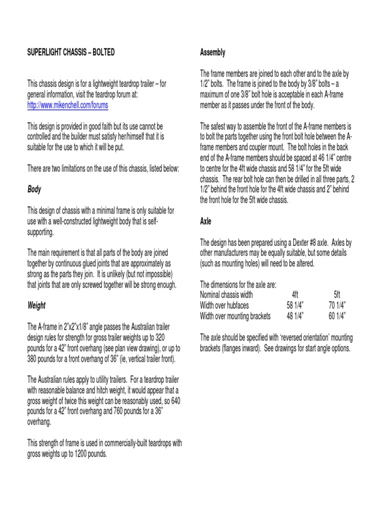 Chassis Superlight 4ft Bolted | PDF | Trailer (Vehicle) | Axle