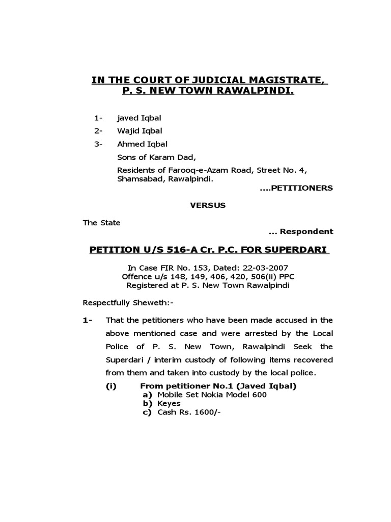 Application For Superdari For Articles | PDF | Affidavit | Judiciaries