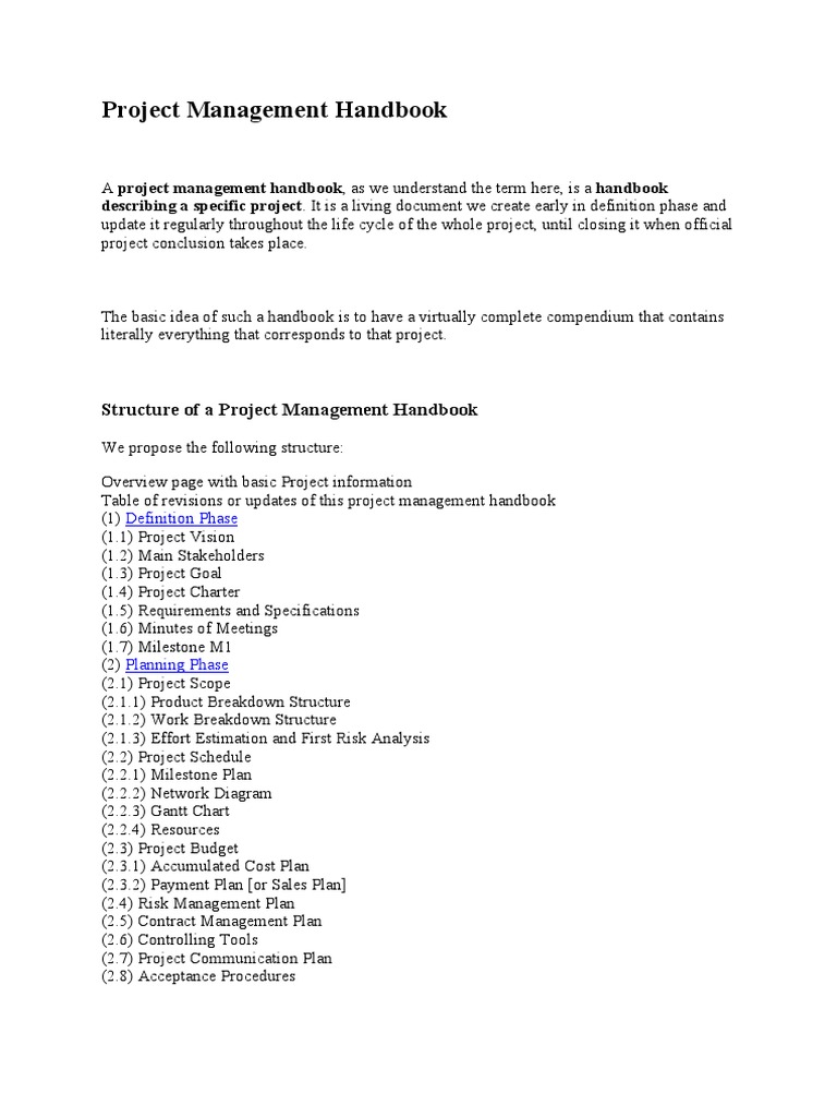 Project Management Handbook Overview | PDF | Project Management | Economies